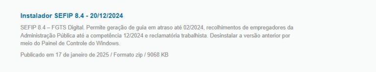 DISPONÍVEL NOVA VERSÃO DO SEFIP | Tiago Nogueira