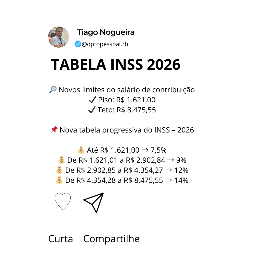 TABELA INSS 2026 | Tiago Nogueira